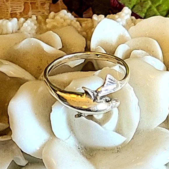 Jewelry | Vintage Sterling Silver Ring Dolphin Shaped Size 5 Signed 925 ...